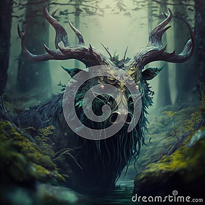 Fabled Creature Inhabiting The Wilds, Fantasy Art, AI Generation Stock ...