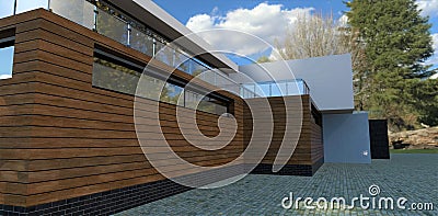 Facade Cladding With Wood. Modern Country House. Wonderful Terrace With ...