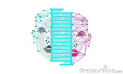 Face Recognition With Barcode Design Vector Illustration ...
