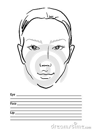 Face Chart Makeup Artist Blank. Template. Illustration. | CartoonDealer.com #130458520