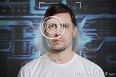 Face Detection And Recognition Of Man. Computer Vision Concept ...