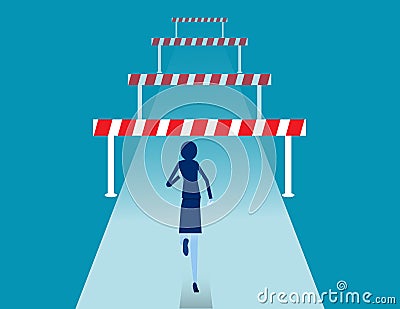 Face Front Of Many Obstacles. Barriers On The Way To Success Concept ...