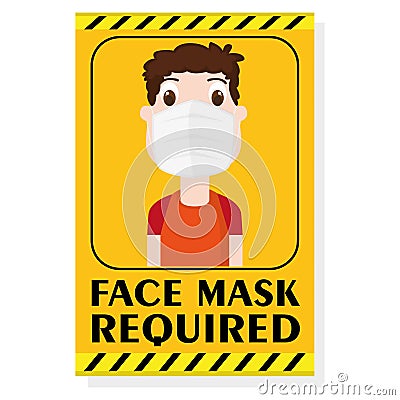 Face Mask Required Poster Cartoon Vector | CartoonDealer.com #197479261