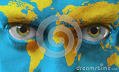 Face With Painted Map Stock Image - Image: 29011001