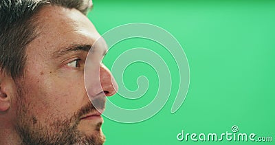 Face, Space with Profile of a Mature Man Posing and in a Green Screen ...