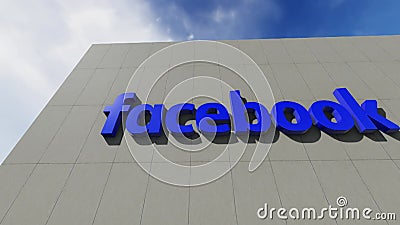 Facebook Logo on the Wall, Editorial Use only Stock Video - Video of ...