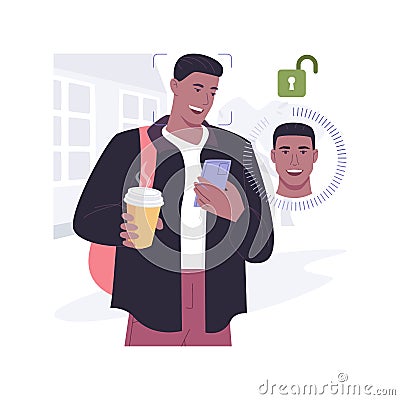 Facial Recognition Isolated Cartoon Vector Illustrations ...