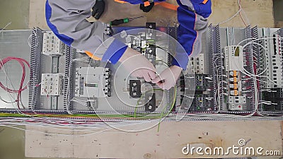 Factory Electrical Cabinet Assembly Using a Hand Screwdriver in Factory ...