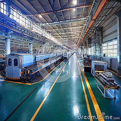 Factory Producing Trains, AI Generated Royalty-Free Stock Photography ...