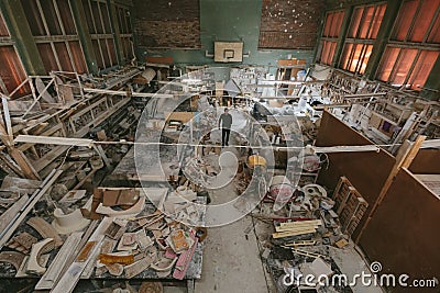 Factory For Production Of Plaster Molds. Cluttered Dusty Old Warehouse ...