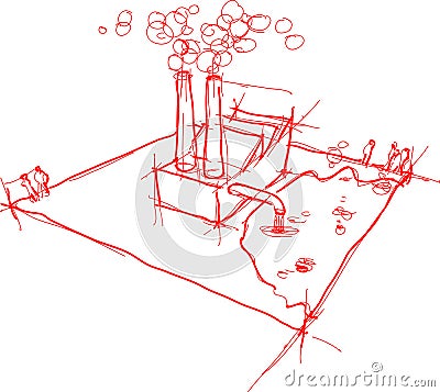 Factory Sketch Stock Vector - Image: 65883356