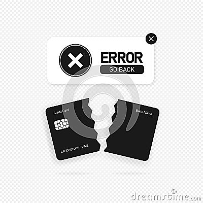 Failed Payment Banner. Declined Transaction, Invalid Purchase. Error ...