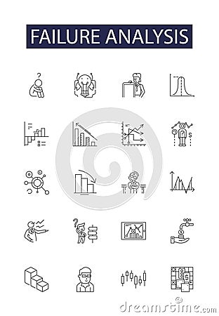 Failure Analysis Line Vector Icons And Signs. Analysis, Malfunction ...