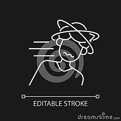 Fainting White Linear Icon For Dark Theme Vector Illustration ...