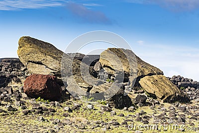 Fallen And Broken Moai Statues Royalty-Free Stock Photography ...