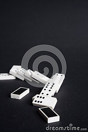 Fallen Dominoes Domino Effect Lose Fail Concept Black Background ...