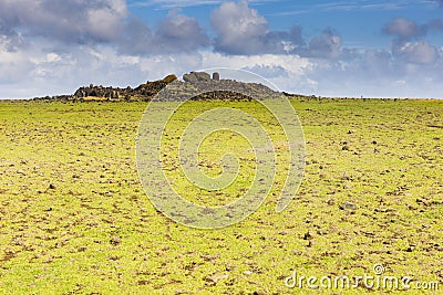 A Fallen Moai Statue In A Field Royalty-Free Stock Photography ...
