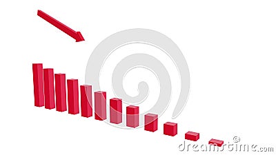 Falling Bar Graph in Red with Arrow. 3d Animation in 4K. Stock Video ...