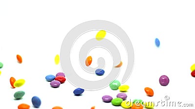 Falling Colorful Button-shaped Chocolates, Chocolate Dragees, Colored ...
