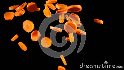 Falling Cutted Carrot Slices, Slow Motion Stock Video - Video of health ...