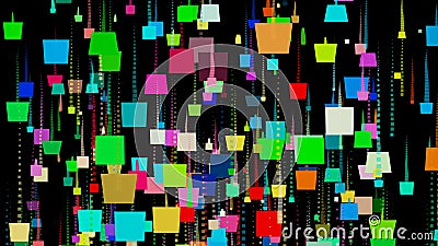 Falling Down Squares in Various Colors on Black Stock Video - Video of ...