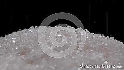 Falling Grains of White Sugar into the Total Mass of Sugar. Stock ...