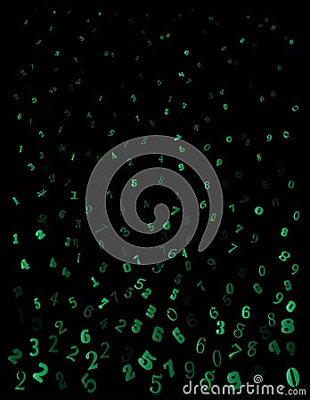 Falling Green Numbers, Math Backdrop On Black Background Vector ...