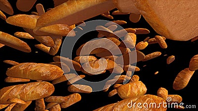 Falling loaves of bread stock footage. Video of bake - 241032108