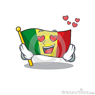 Falling In Love Happy Cute Flag Mali Cartoon Design Vector Illustration ...