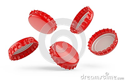 Falling Red Caps From Beer Bottles In Red, Rain From The Covers ...