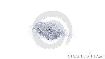 Falling Silver Glitter Dust. Silver Sparkles Fall To a Pile on a White ...