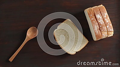 Falling Slice of Bread and Wood Spoon Stock Footage - Video of fall ...