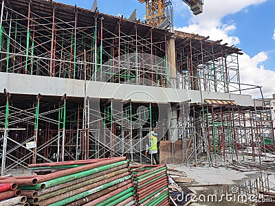 Falsework Work At The Construction Site. It Consists Of Temporary ...