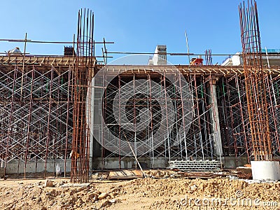 Falsework Work At The Construction Site. It Consists Of Temporary ...