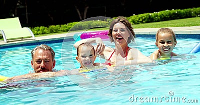 Family Enjoying in Swimming Pool Stock Footage - Video of daughter ...