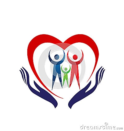 Family Heart Holding Hands Icon Logo Vector Illustration ...