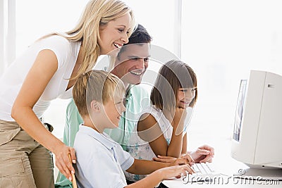 Family In Home Office Using Computer Royalty Free Stock Image - Image ...