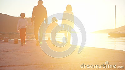 Family on the Pier by the Sea at Sunset Stock Video - Video of romantic ...