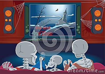 Family Of Skeletons Are Watching TV Stock Photography - Image: 21322462