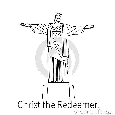 Christ The Redeemer Drawing Sketch Vector Illustration | CartoonDealer ...