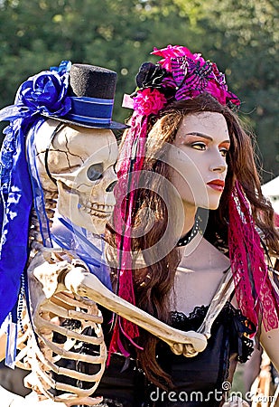 Fancy Mannequin Holding Skeleton Royalty-Free Stock Photo ...