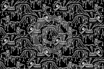 Fantasy Figurative Composition Hand Drawn Illustration Motif Pattern ...