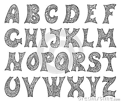 Fantasy Hand Drawn Font. Stock Vector - Image: 54987258