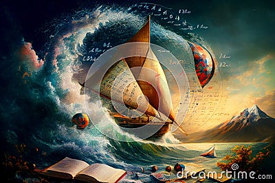 A Fantasy Math Background Featuring Imaginary Mathematical Equations ...