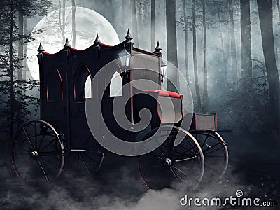 Vampire Carriage In A Dark Forest Royalty-Free Stock Photo ...
