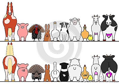 Farm Animals In A Row, Front And Back Stock Photo | CartoonDealer.com ...
