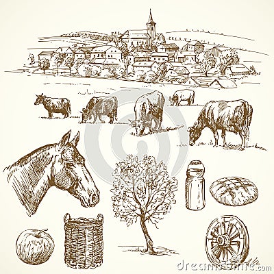 Farm - Hand Drawn Collection Royalty Free Stock Images - Image: 26907929
