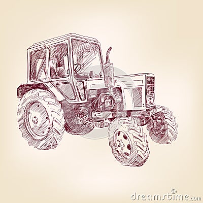 Farm Tractor Sketch Vector Illustration Stock Photo - Image: 32635430