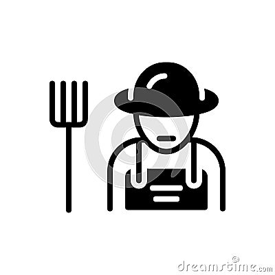 Black Solid Icon For Farmer, Peasant And Agriculturist Vector ...