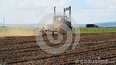 Farming. the Tractor Plows the Land. Stock Video - Video of harrows ...